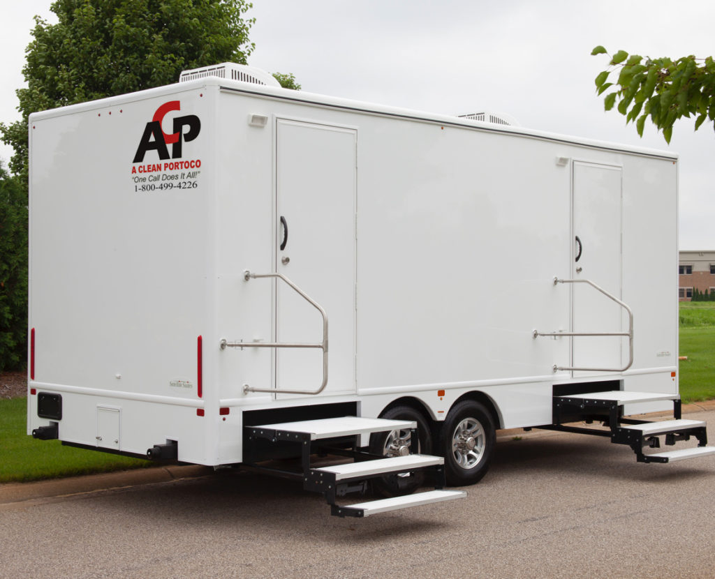 2 Door 8 Station Restroom Trailer - A Clean Portoco